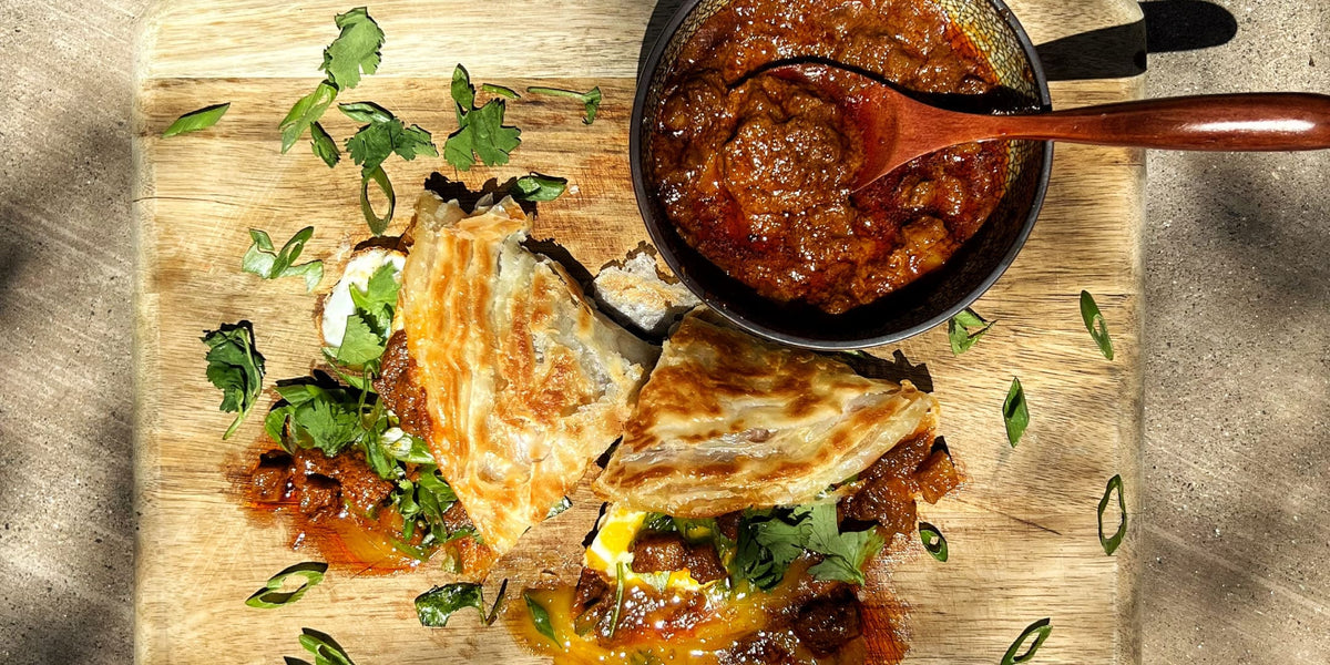 Paratha with Curried Potatoes & Fried Egg Recipe